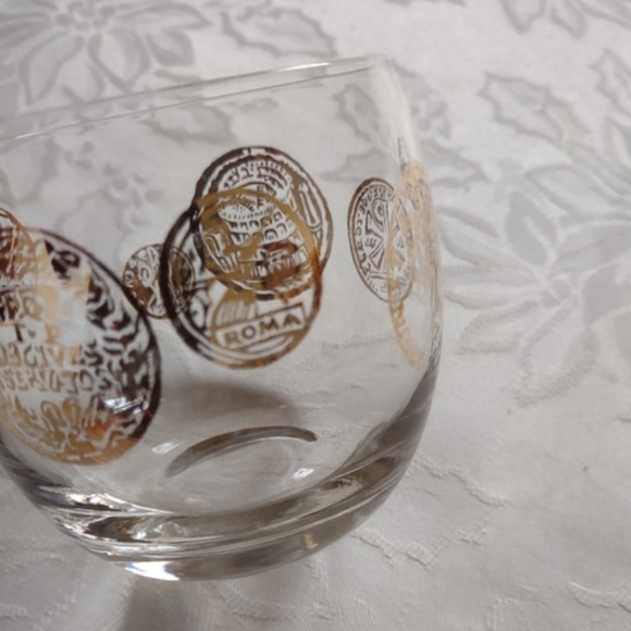 Vintage | Dining | Roma Gold Coins 2 Glasses Stemless Goblet Barware ...